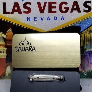 Awesome Vintage Sahara Las Vegas Souvenir Brassy Nameplate Pin Hotel ...