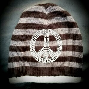 Awesome Kids Beanies Peace Sign Stars Folk Ski Hat Hippie Boho Adorable ...