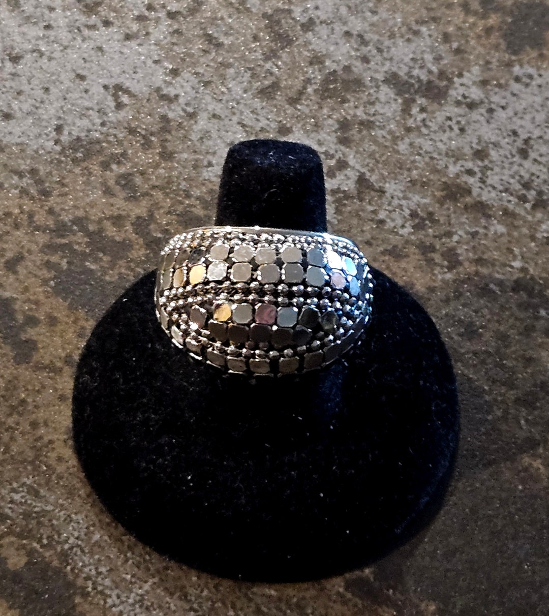 Badass Big Metal Mesh Ring Stunning Costume Vintage Jewelry Big Bling ...