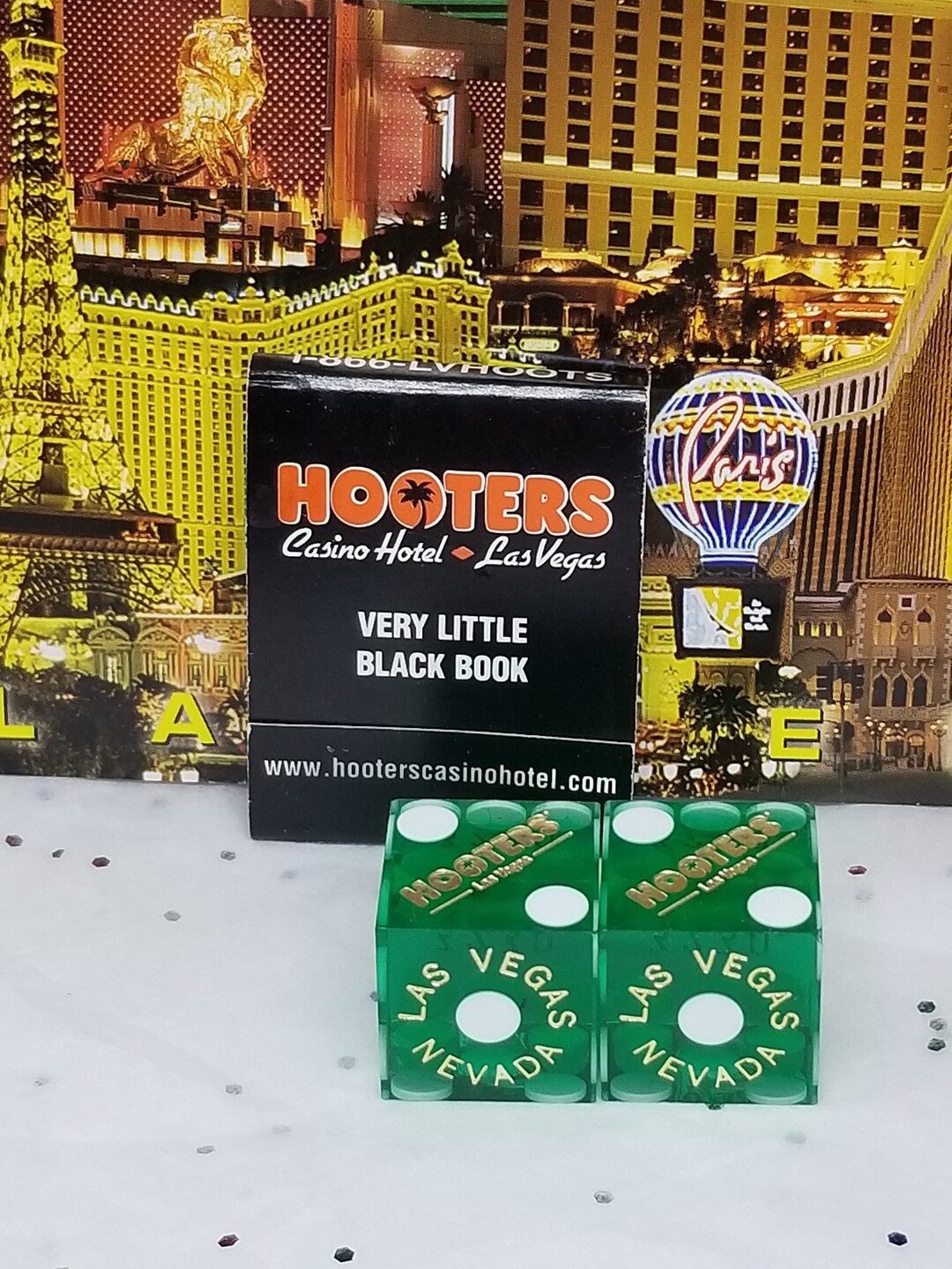 Vintage Hooters Las Vegas Dice & Matches Rare Hooters Green Dice ...