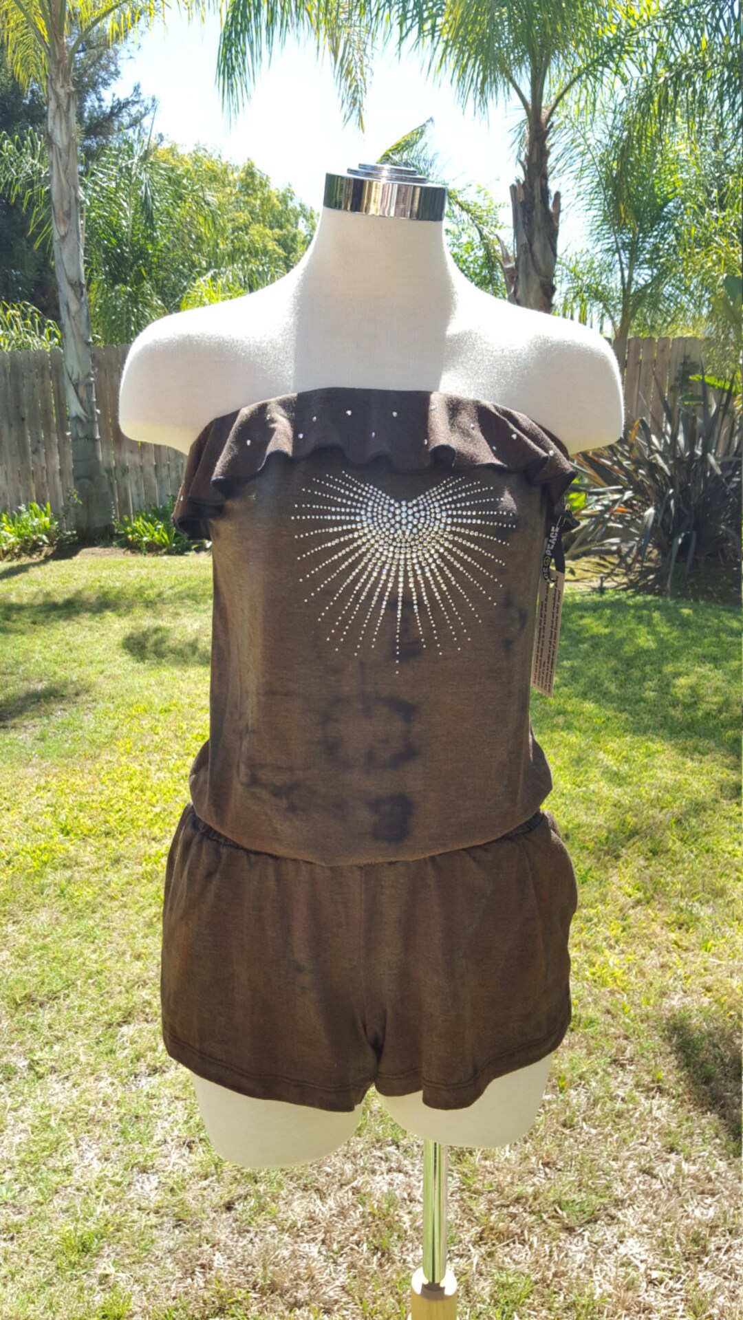 Sexy Tie Dye Bling Romper Punk Rocker Boho Hippie Short Jumpsuit ...