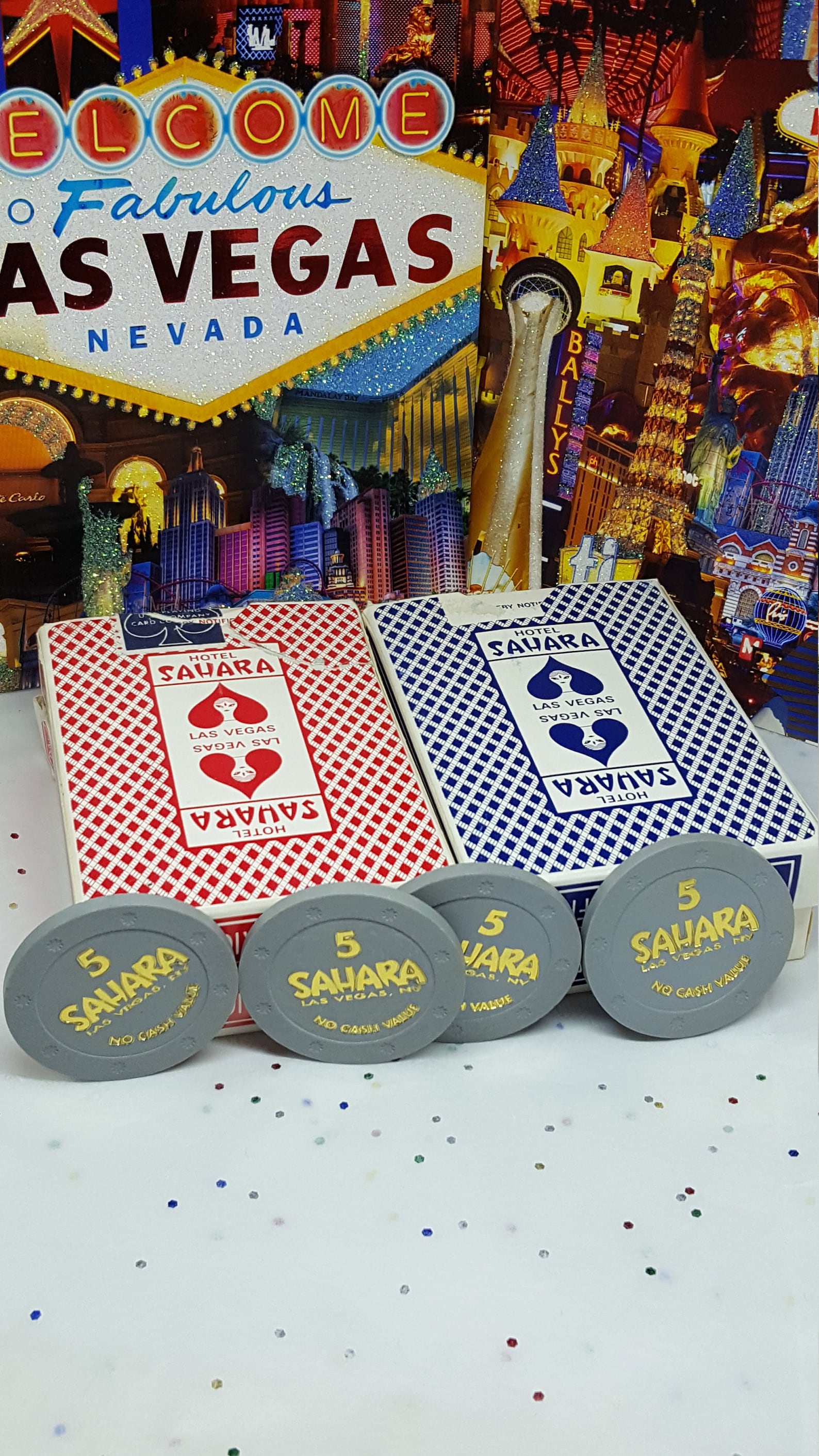 Wow Vintage Sahara Las Vegas Cards & NCV Chips Poker 21 | Etsy