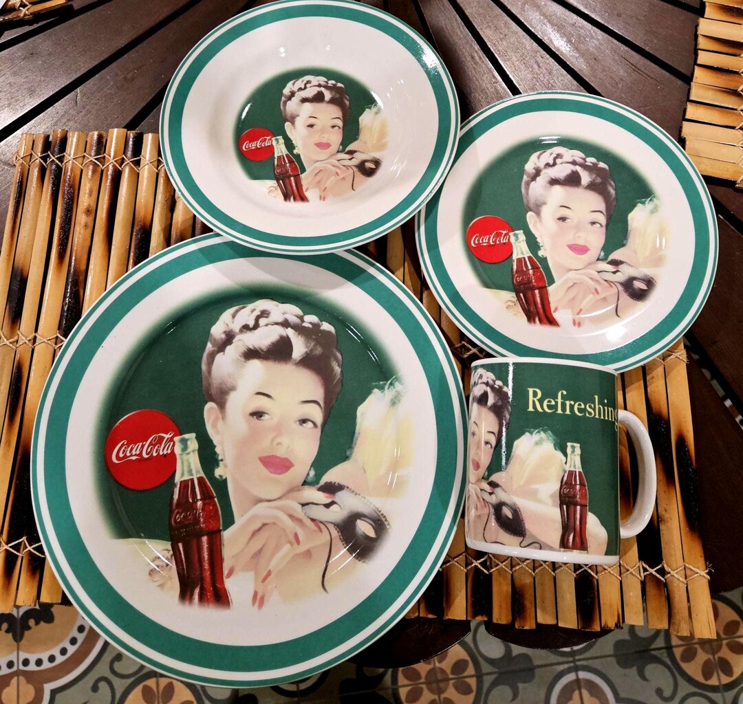 Vintage Coca Cola Ladies Dinnerware Set Four Placesettings Coca Cola ...