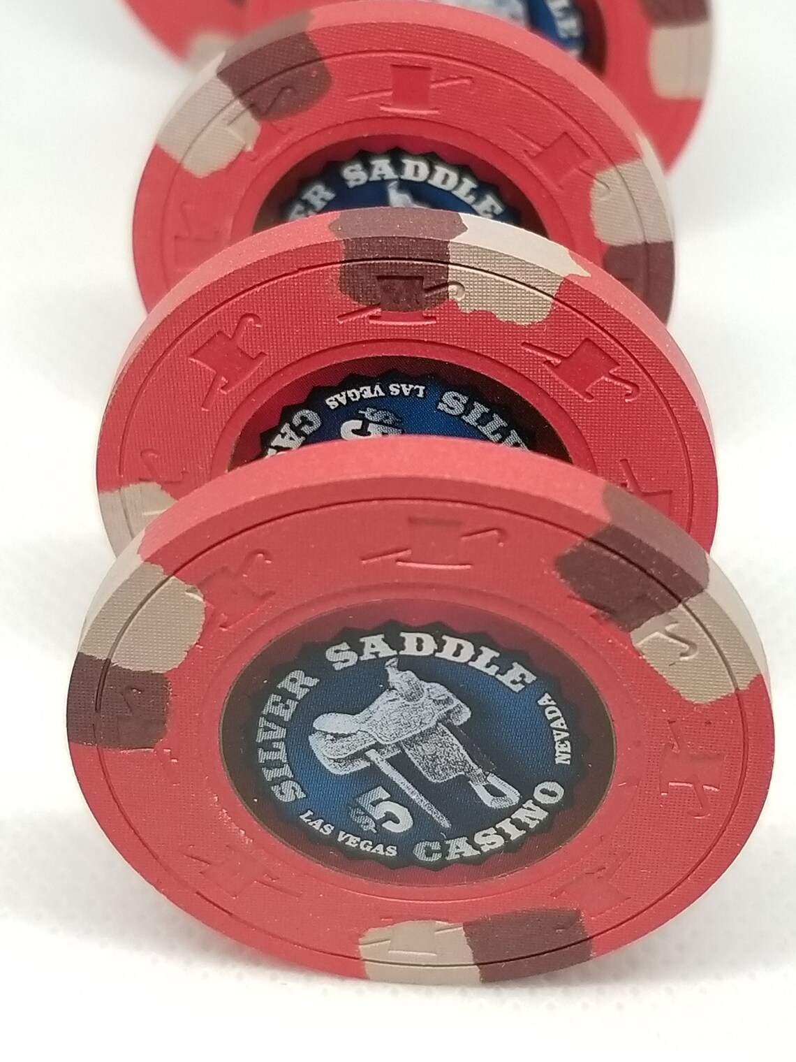 Wow! Vintage Silver Saddle Saloon Las Vegas 5 Dollar Uncirculated Chips ...