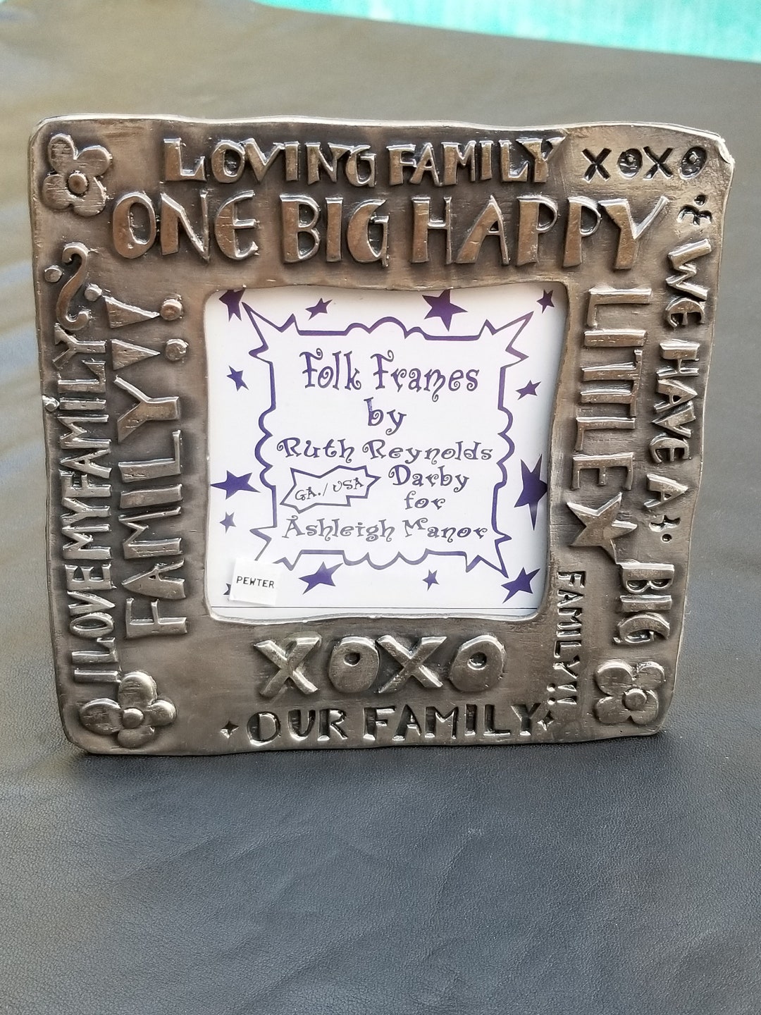 Vintage Pewter Frame Inspirational Family Picture Frame Photo Xoxo Love ...