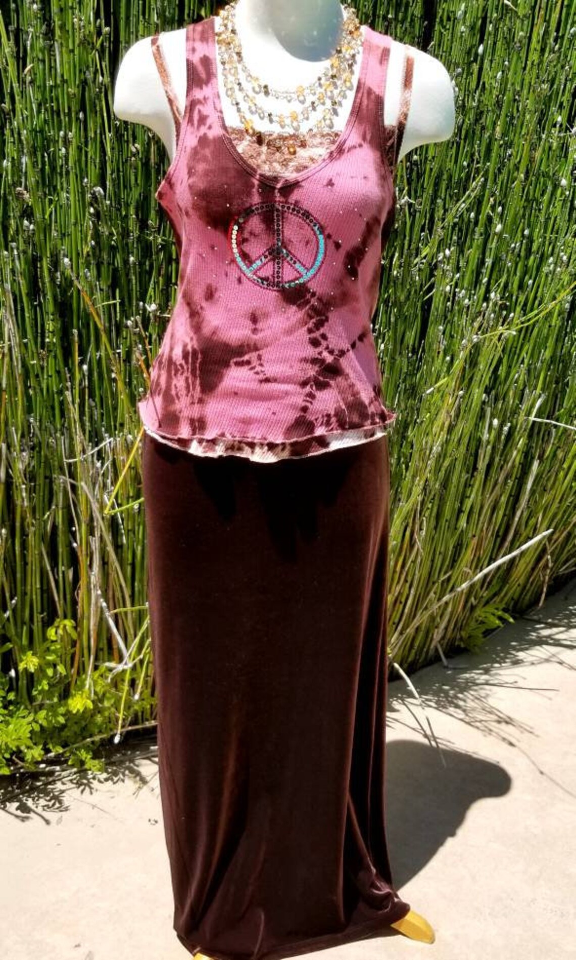 Gorgeous Tie Dye Sequin Peace Sign Tank Top Sexy Cami Sparkly | Etsy