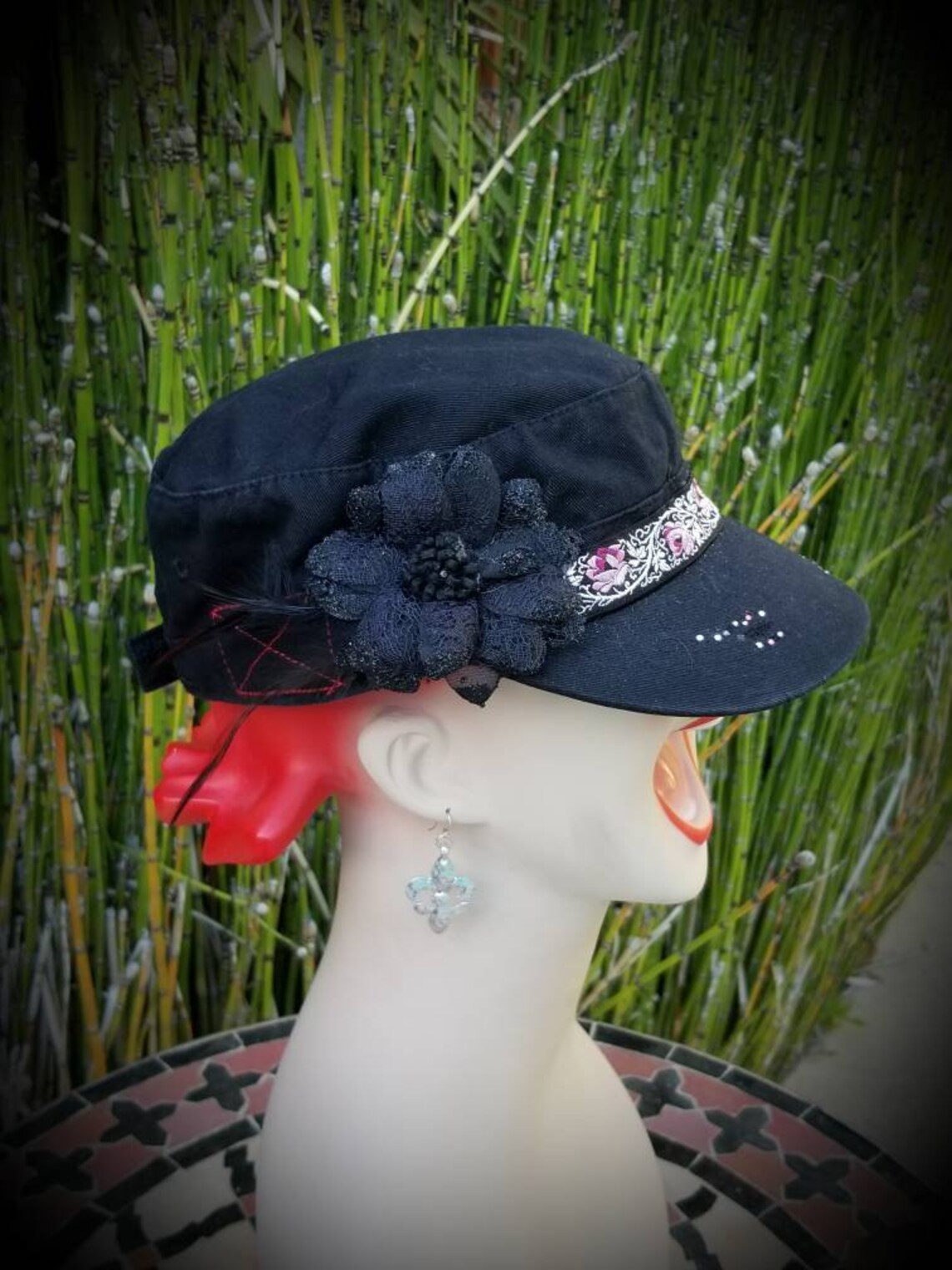 Vintage Military Style Cadet Cap Distressed Canvas Punk Rocker | Etsy