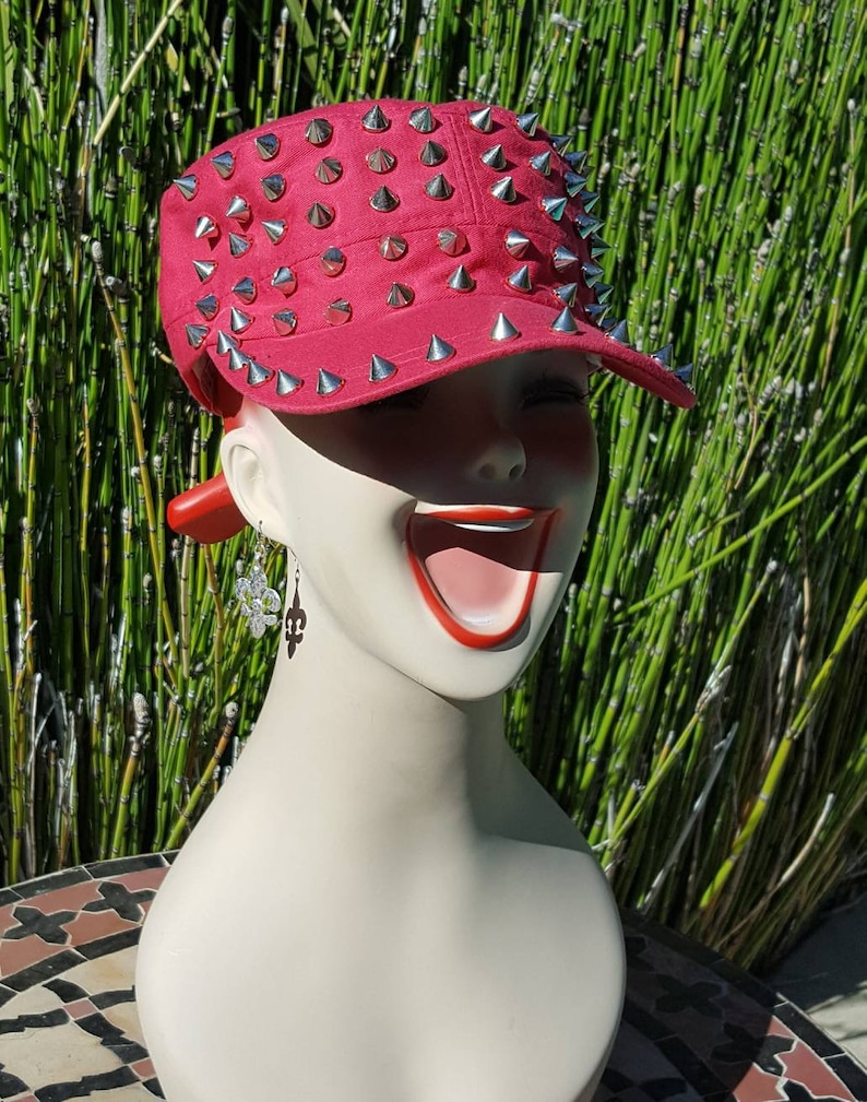 Amazing Studded Military Cadet Cap Goth Stud Biker Hat Punk - Etsy