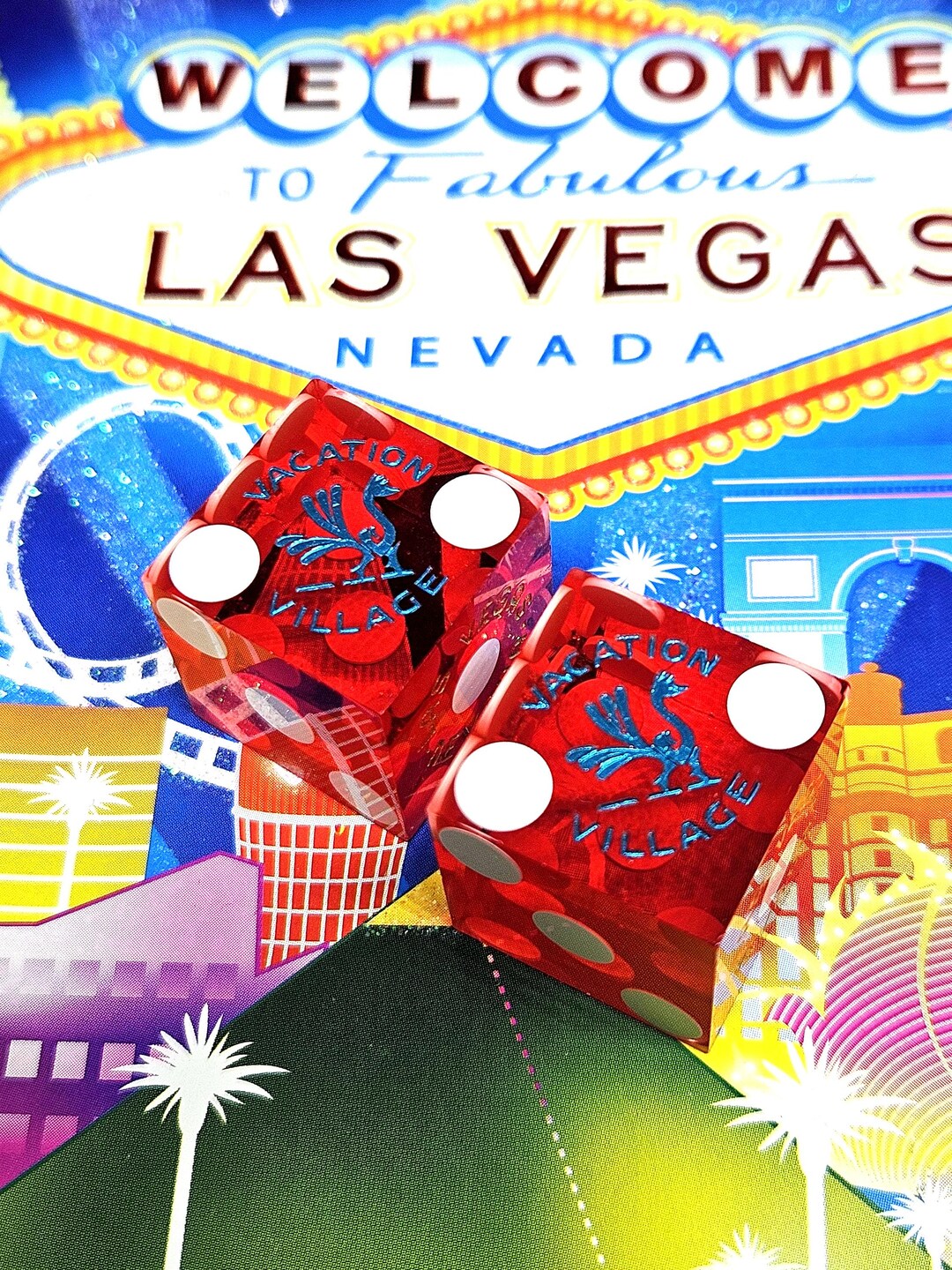 Vintage Vacation Village Las Vegas Craps Dice Vacation Village Souvenir ...