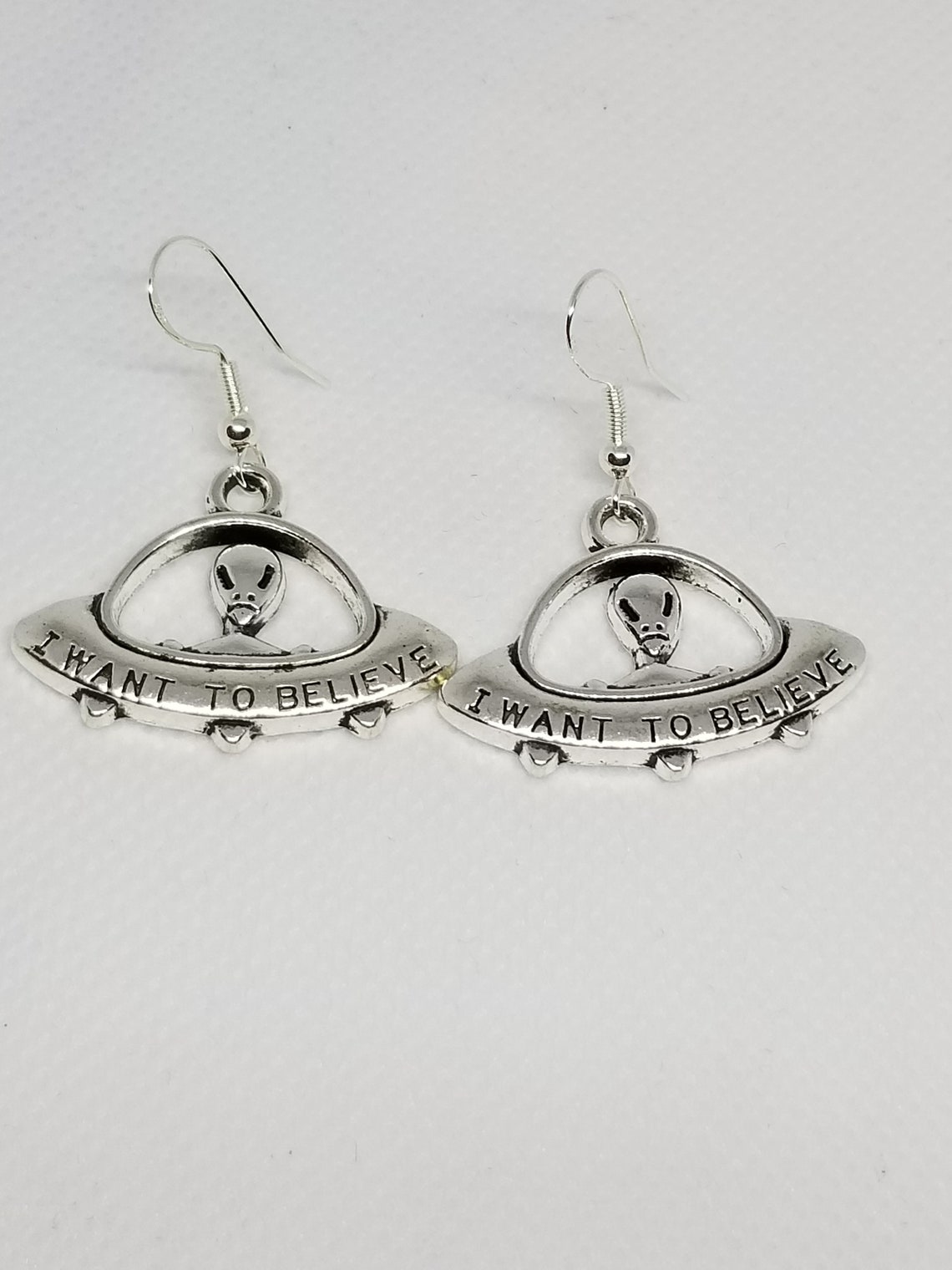 Badass Silver UFO Spaceship Earrings Alien Earrings "i Want to Believe ...