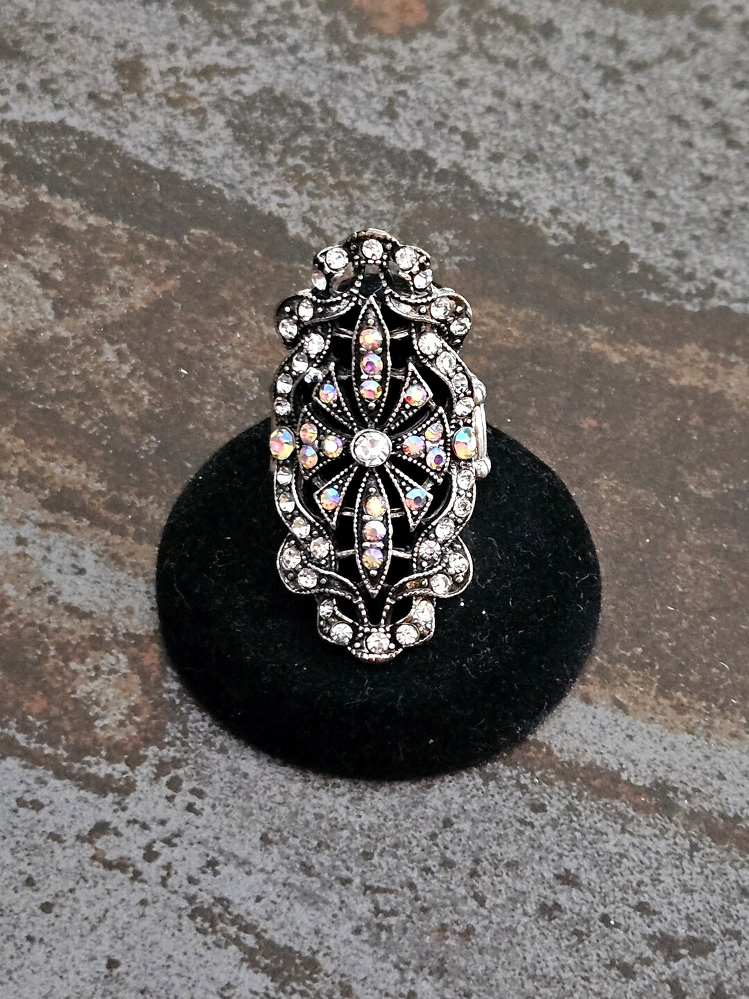 Vintage Big Goth Rhinestone Statement Ring Stunning Vintage Costume ...