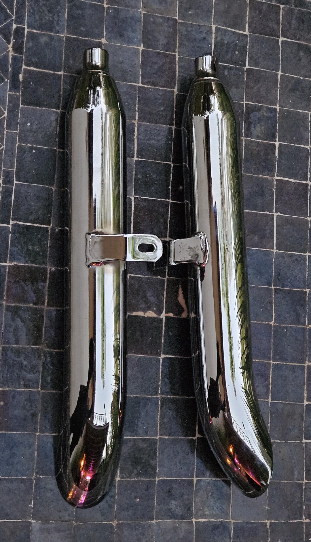 Vintage Set of Universal Motorcycle Exhaust Pipes Chrome 22" Inch Cigar ...