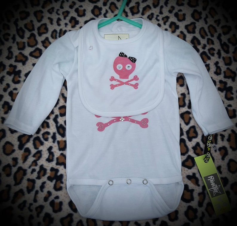 Awesome Girly Skull & Bones Gift Set Bib Bodysuit Onesie Adorable ...