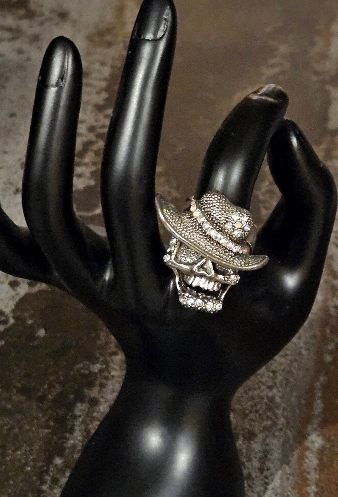 Vintage Skull Bling Ring Vintage Costume Jewelry Medieval Gothic Ring ...