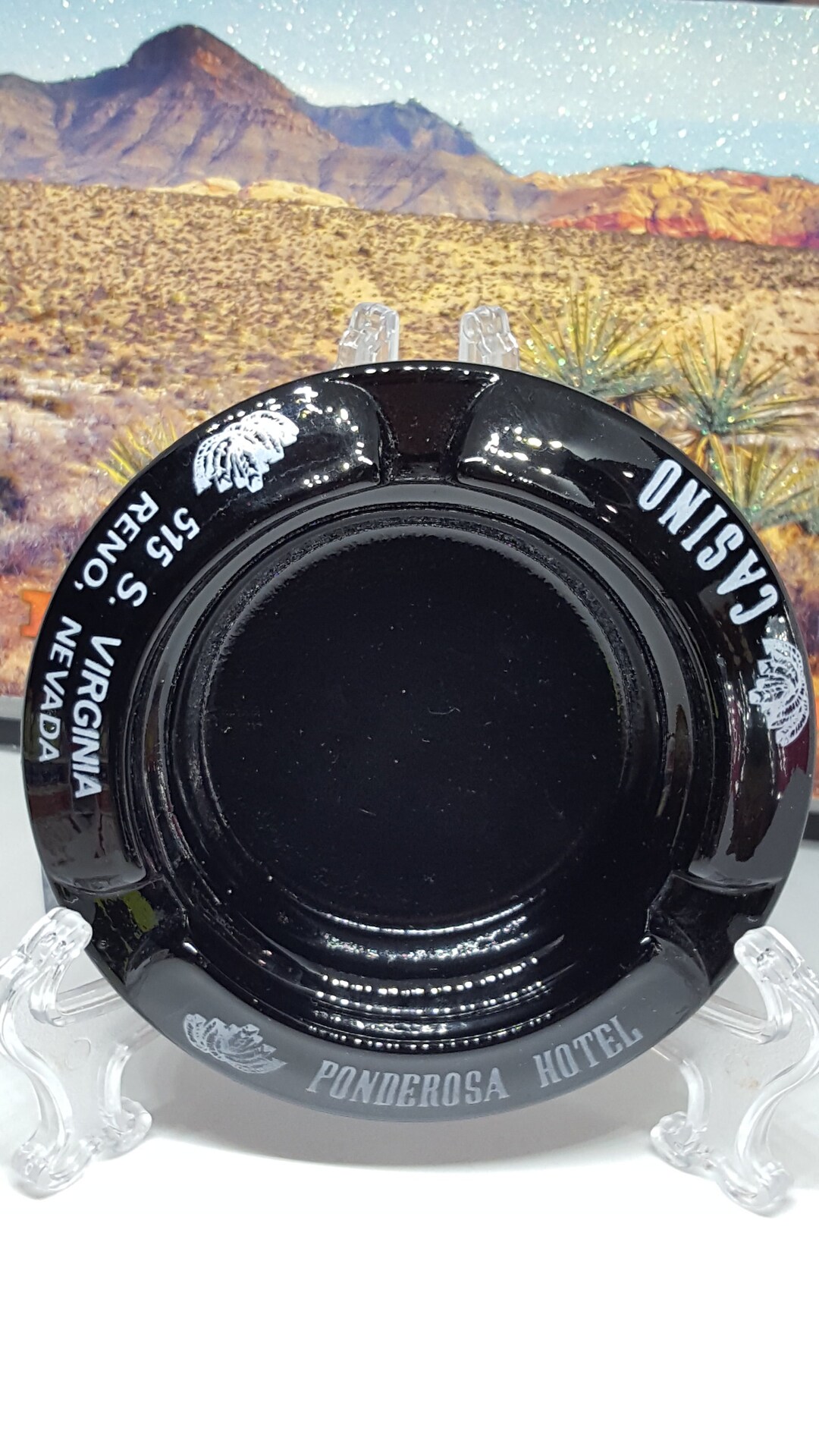 Vintage MCM Ponderosa Hotel & Casino Ashtray Smoker Gift Reno Souvenir Memorabilia Western ...
