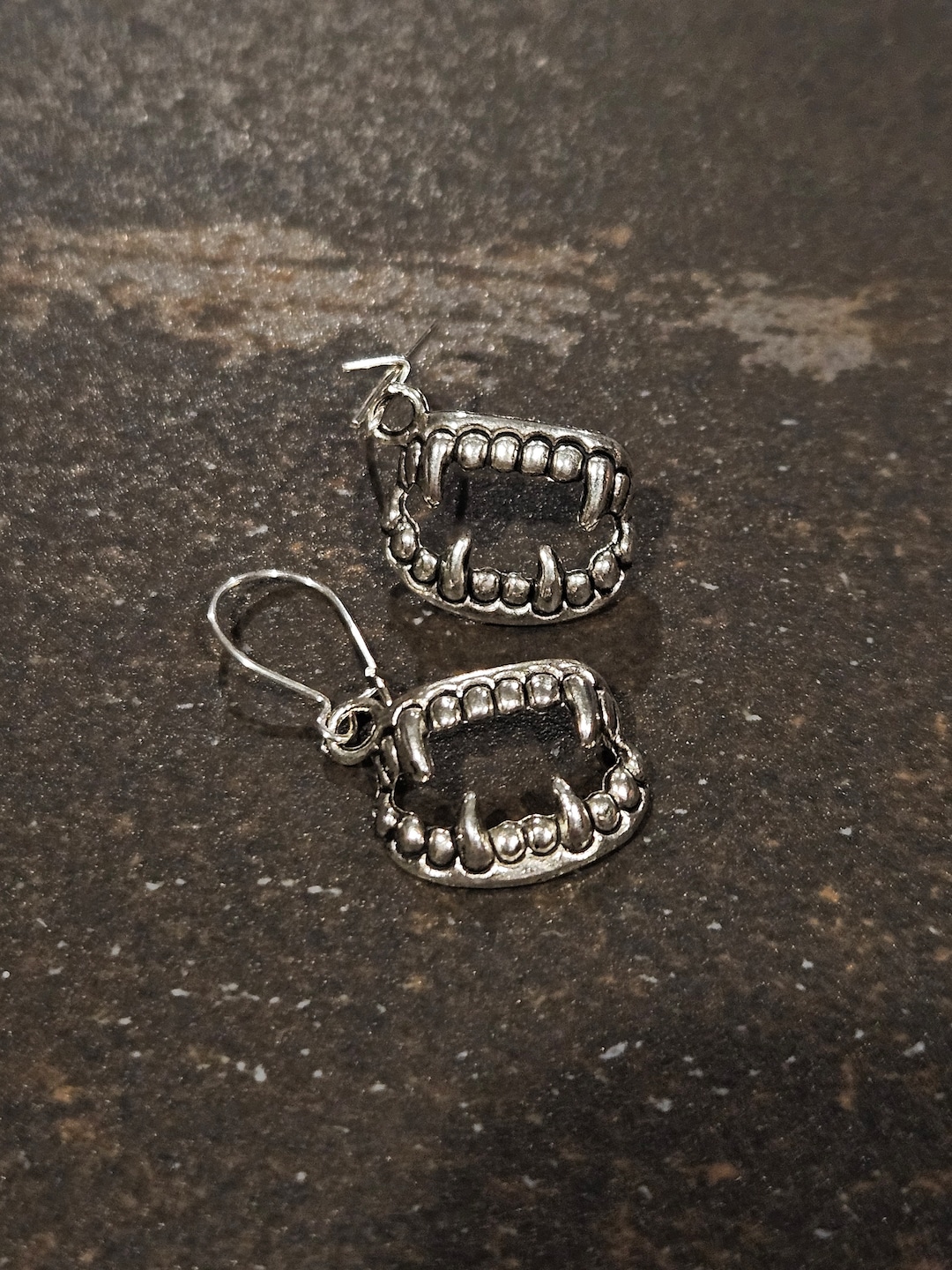 Badass Sterling Silver Vampire Teeth Earrings Punk Rocker Goth Vampire ...