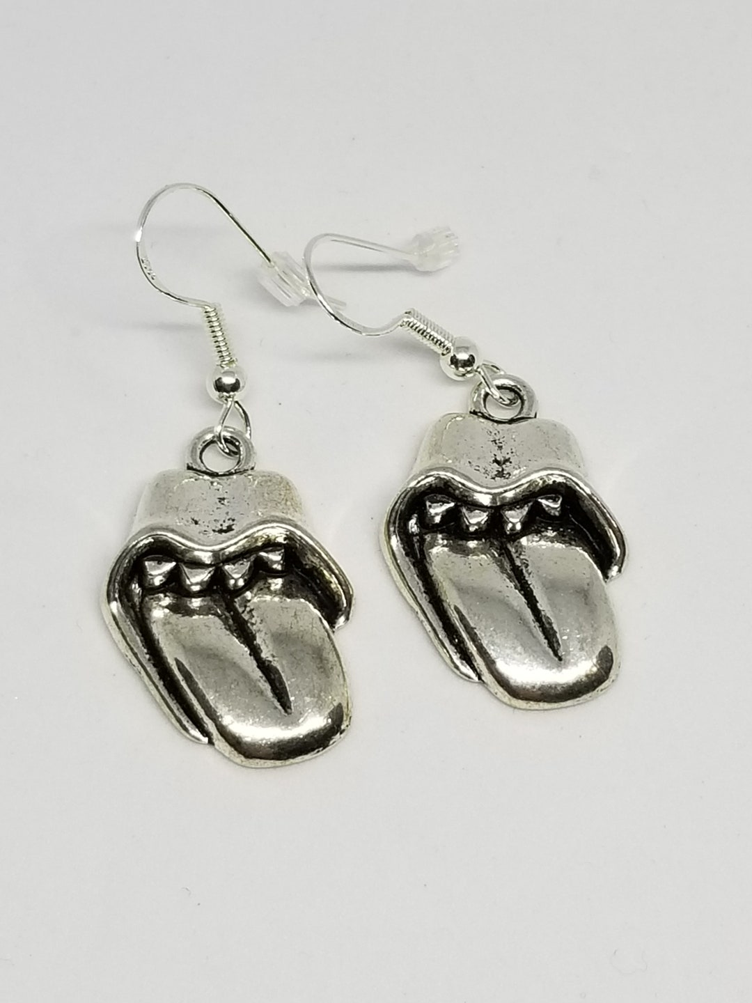 Badass Sterling Silver Rolling Stones Earrings Tongue and Lip Earrings ...