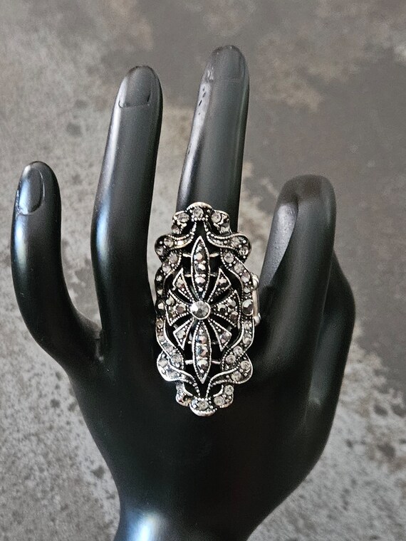 Beautiful big goth rhinestone statement ring stunning… - Gem