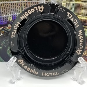 Rare Vintage MCM Gift Set! Aladdin Las Vegas Black Glass Ashtray ...