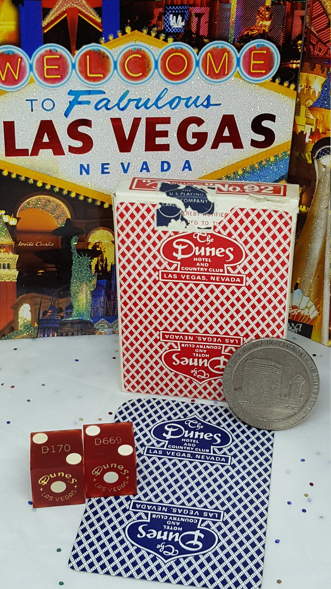 Fabulous Vintage Gift Set! Dunes Las Vegas Dice Dunes Cards & Dunes One ...