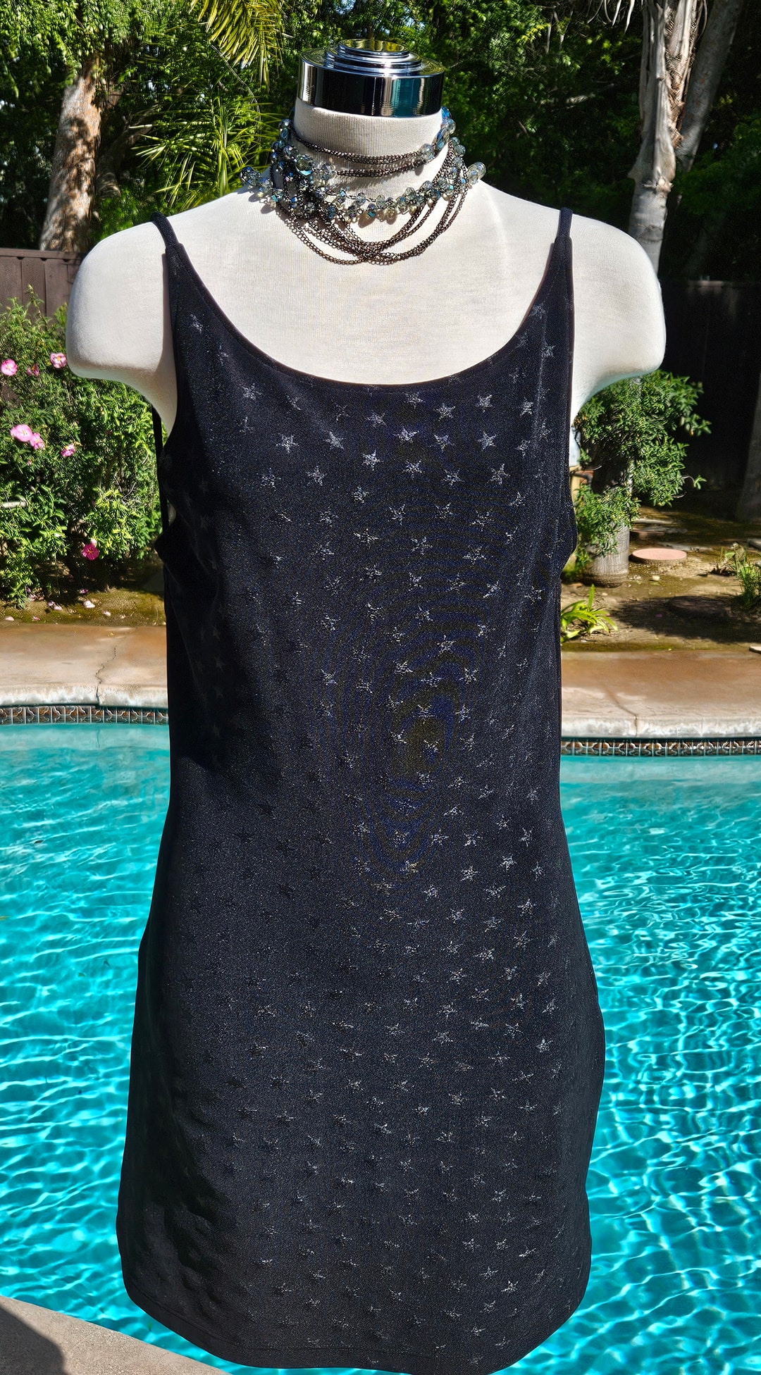 Vintage Bisou Bisou Little Black Dress Spaghetti Strap LBD Bikerchick ...