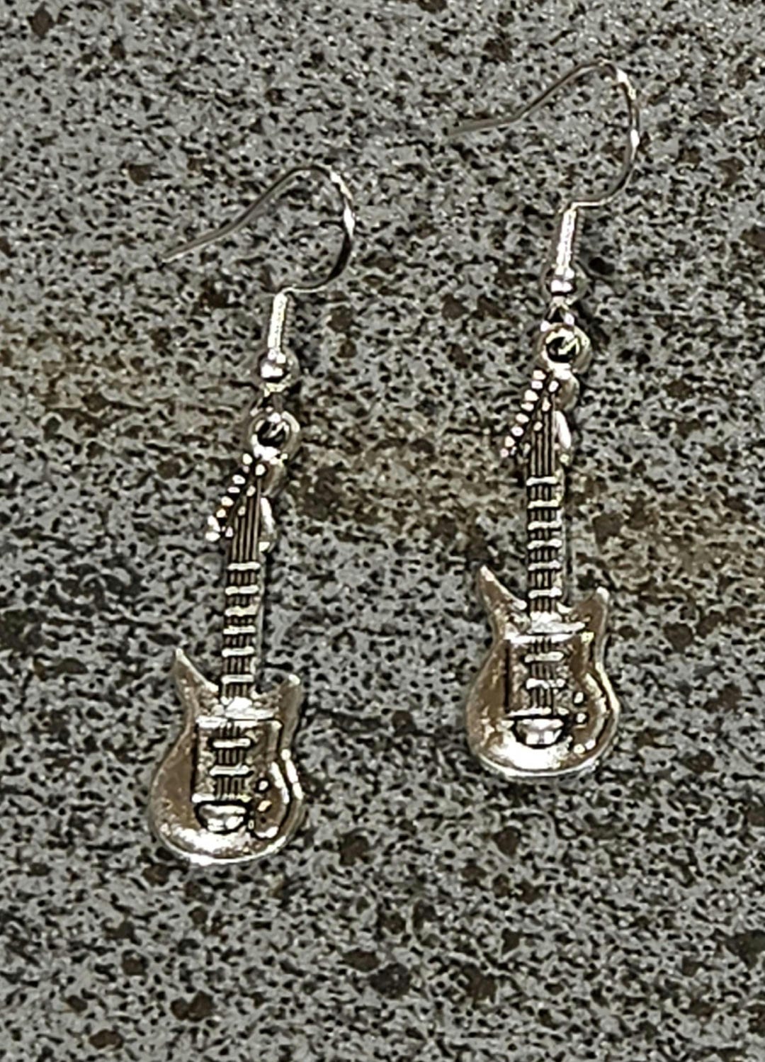 Badass Sterling Silver Electric Guitar Earrings Punk Rocker Earrings ...