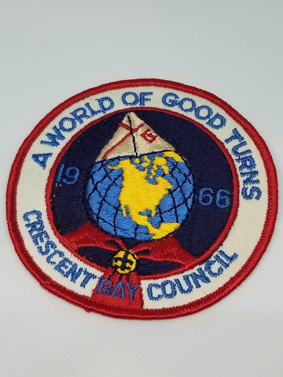 Vintage MCM 1966 Boy Scouts patch A World of Good Tur… - Gem