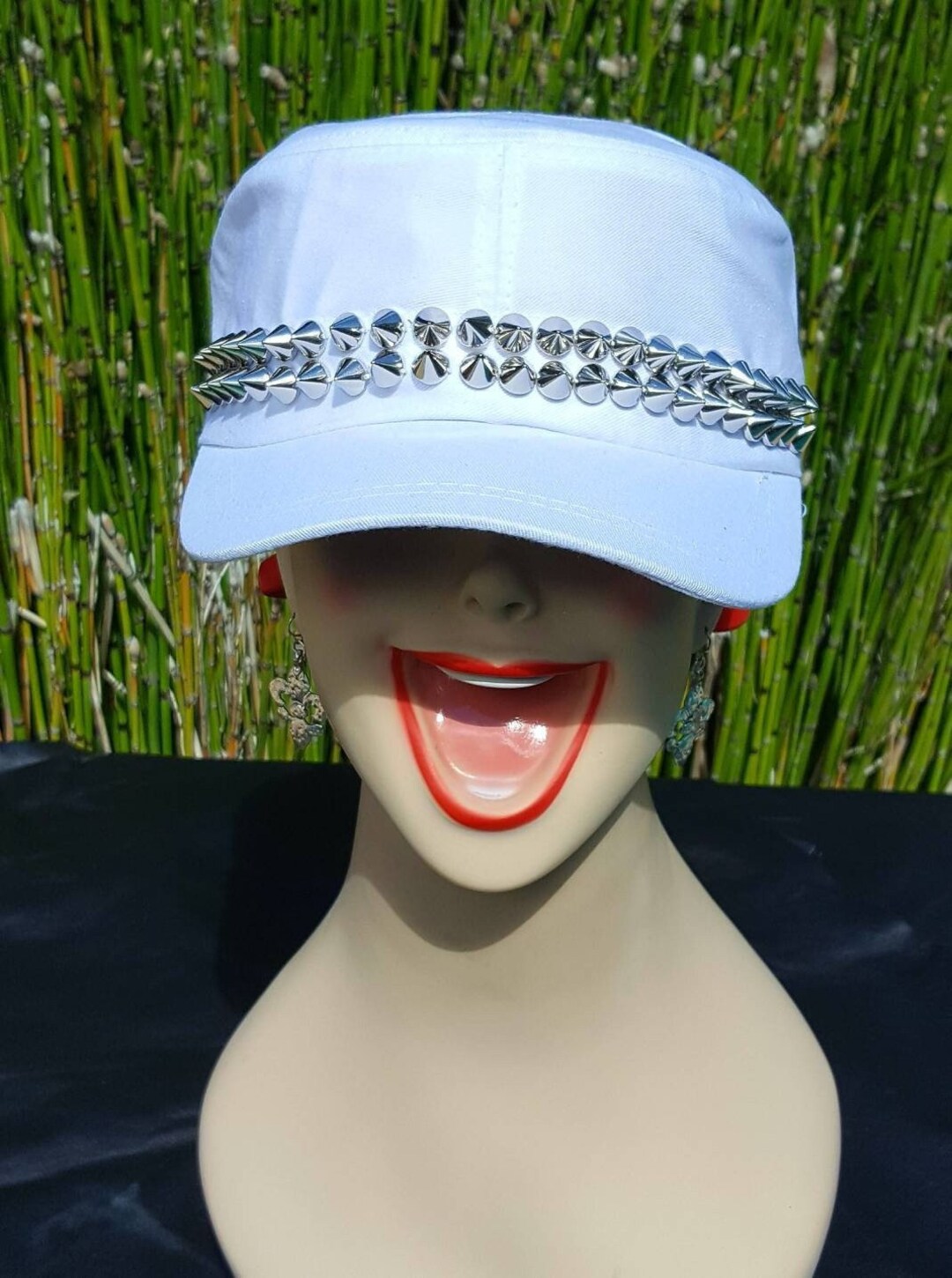 Awesome Cosplay Military Style Cadet Cap Punk Rocker Gothic Biker Sewn ...