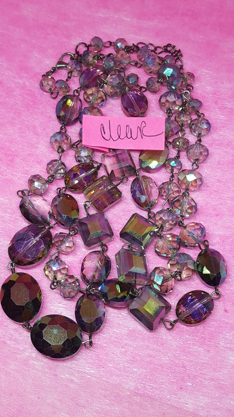 Vintage Bohemian Long Crystal Beads Necklace Choker Austrian Crystals ...