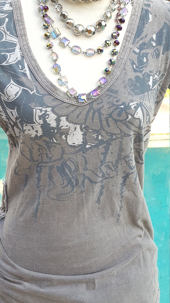 Sexy vintage Treasure Rock deep V tunic corset lace u… - Gem