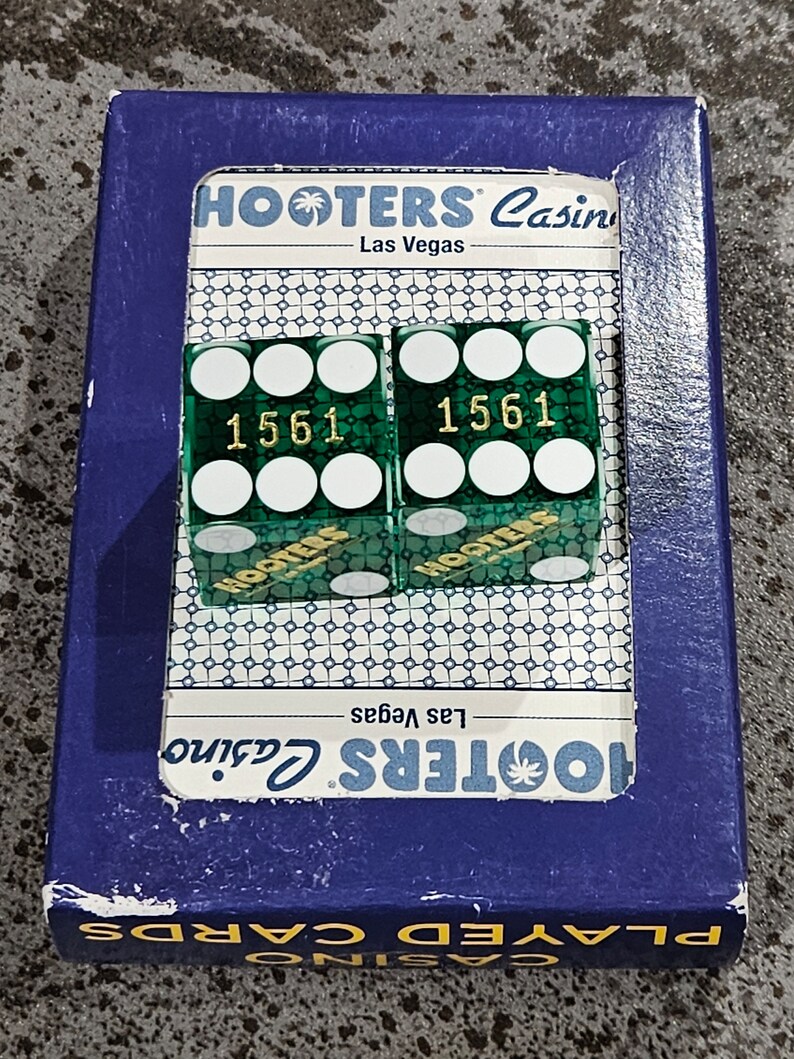 Very Rare Hooters Las Vegas Green Dice & Cards Real Crapstable Dice ...