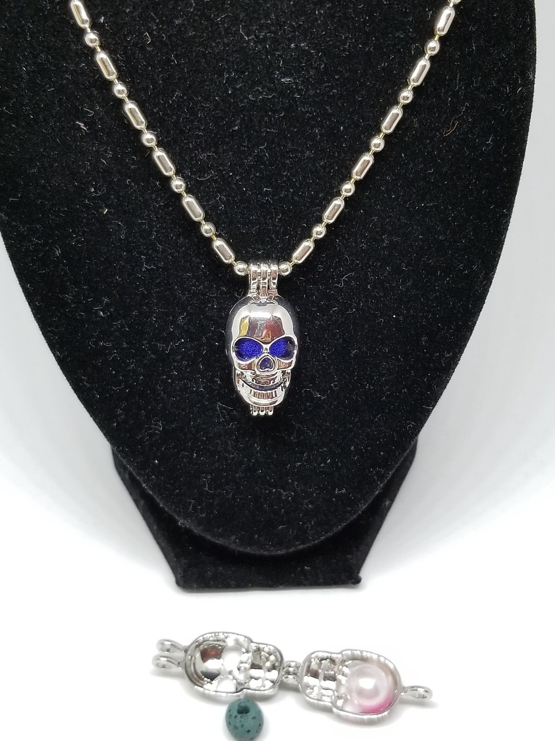 Badass Skull Anklet Diffuser Jewelry Punk Rocker Aromatherapy Locket ...