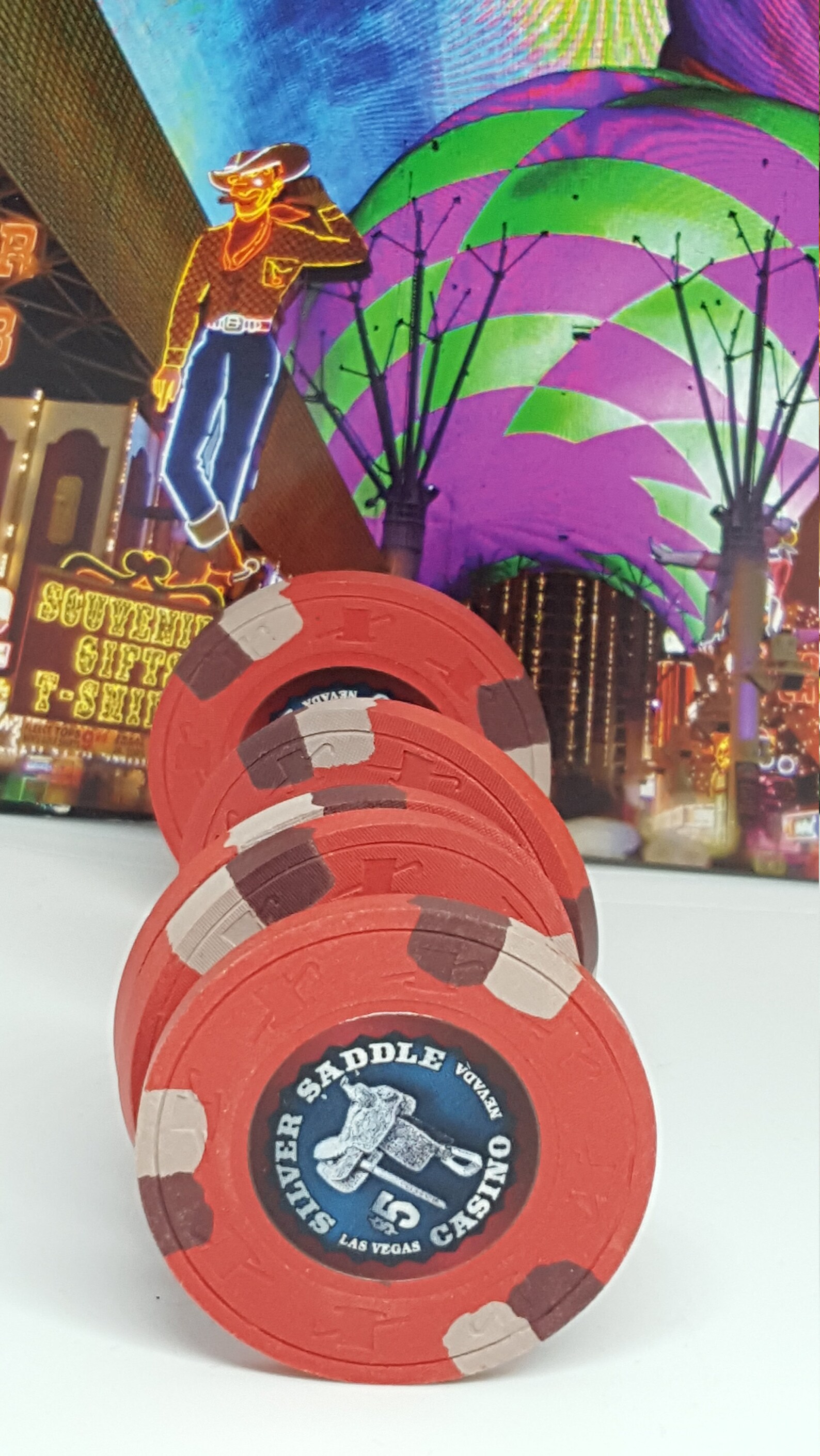 Wow! Vintage Silver Saddle Saloon Las Vegas 5 Dollar Uncirculated Chips ...