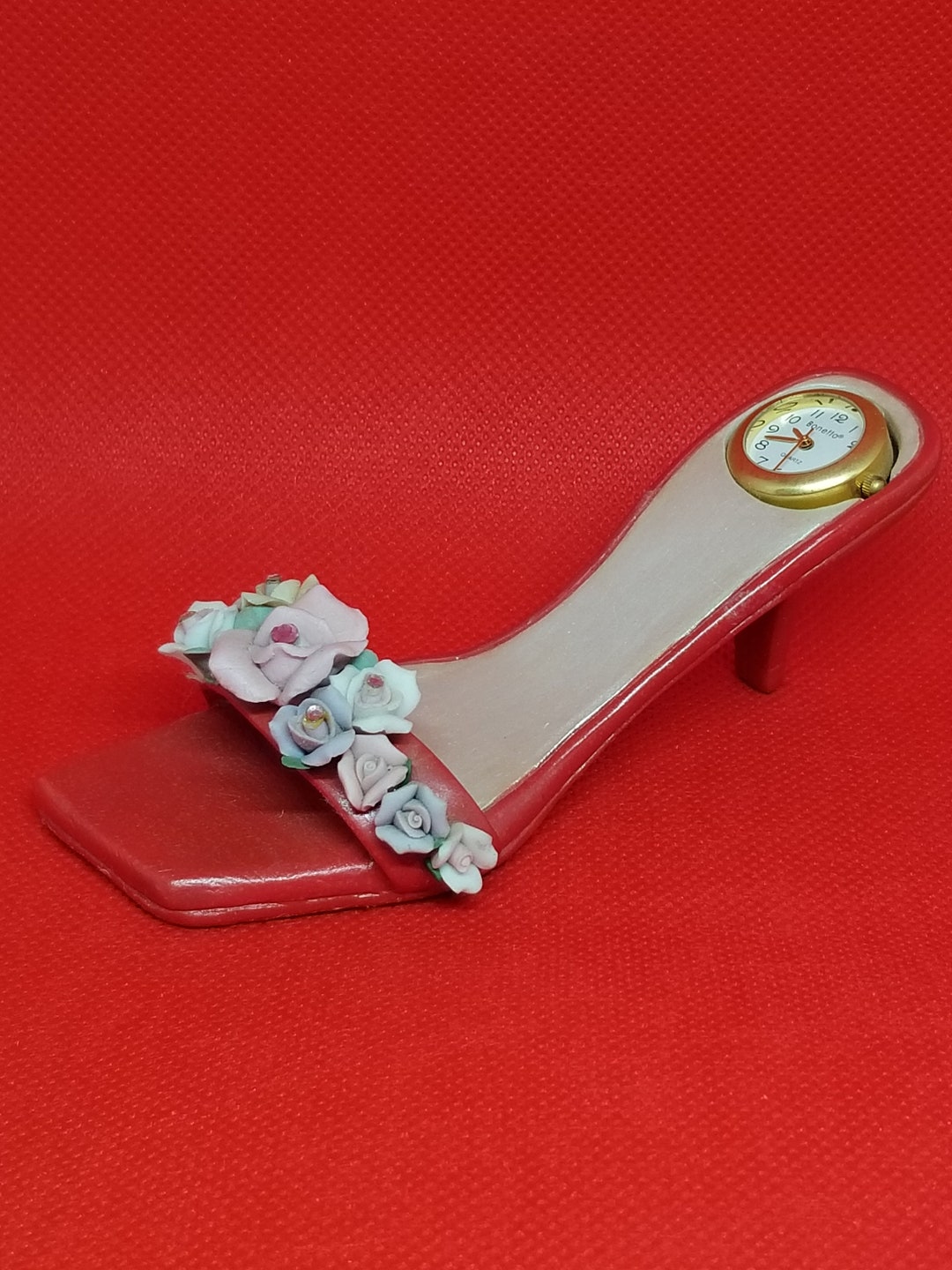 Stunning MCM Vintage Sexy Flower Sandal Clock Amazing Hand Painted ...