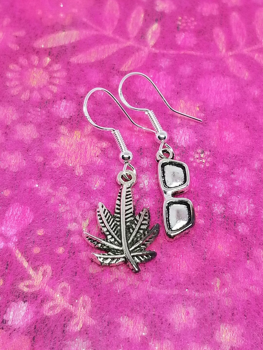 Amazing Sterling Silver Dope Marijuana Leaf & Sunglasses Earrings ...