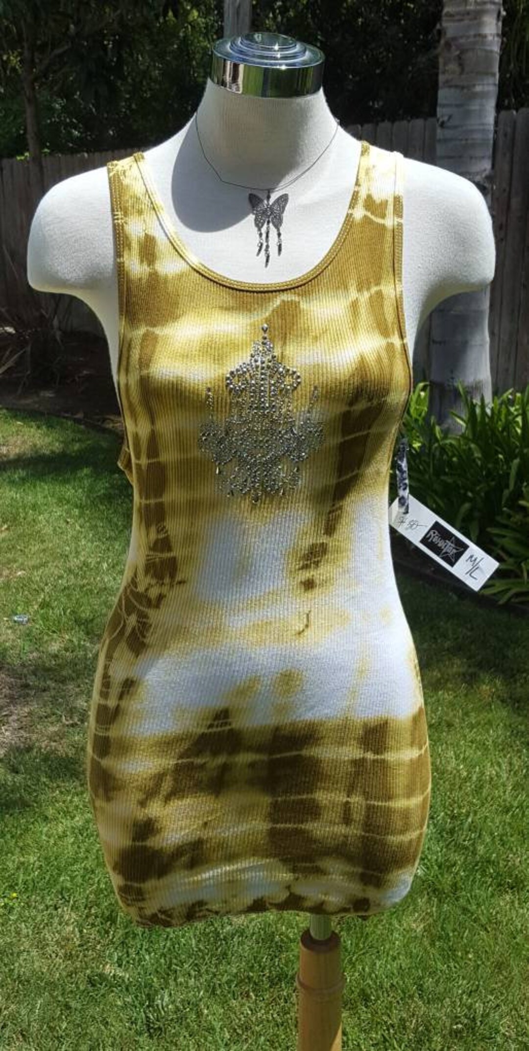 Hippie Tie Dye Tank With Clear Crystal Chandelier Rockabilly Bling ...