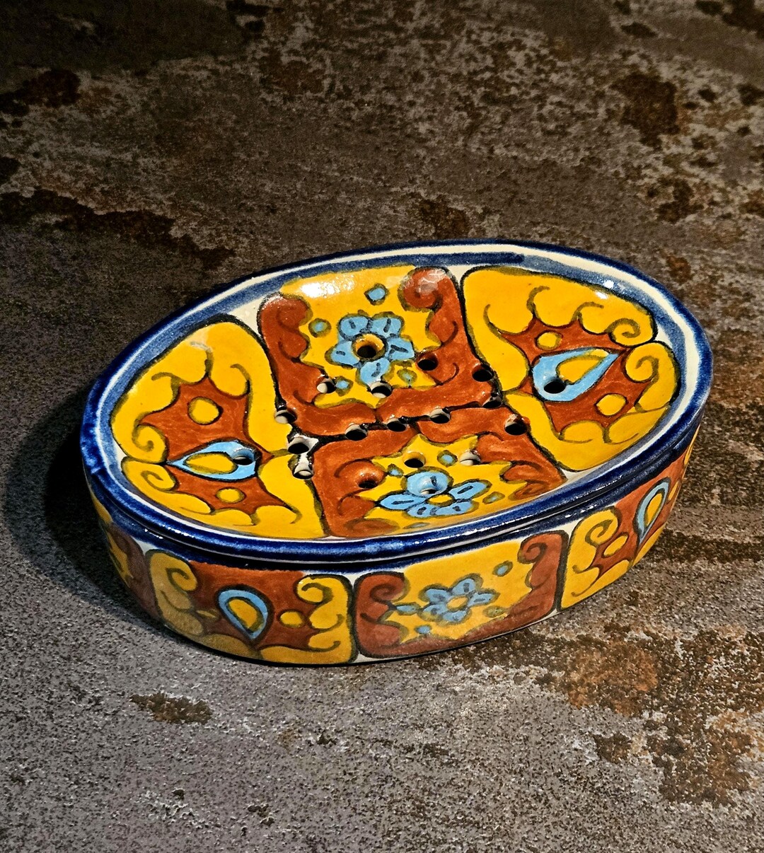 Colorful Vintage Mexican Talavera Soap Dish Artesian Handmade Talavera ...