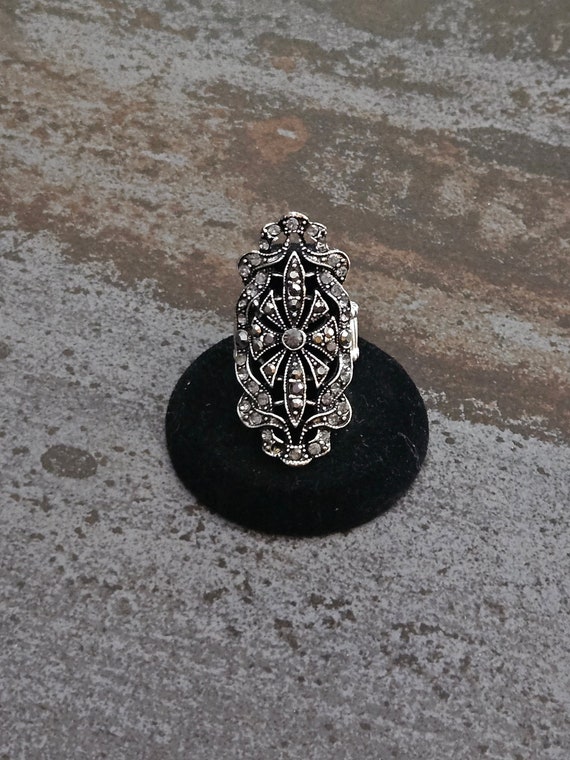 Beautiful big goth rhinestone statement ring stunning… - Gem