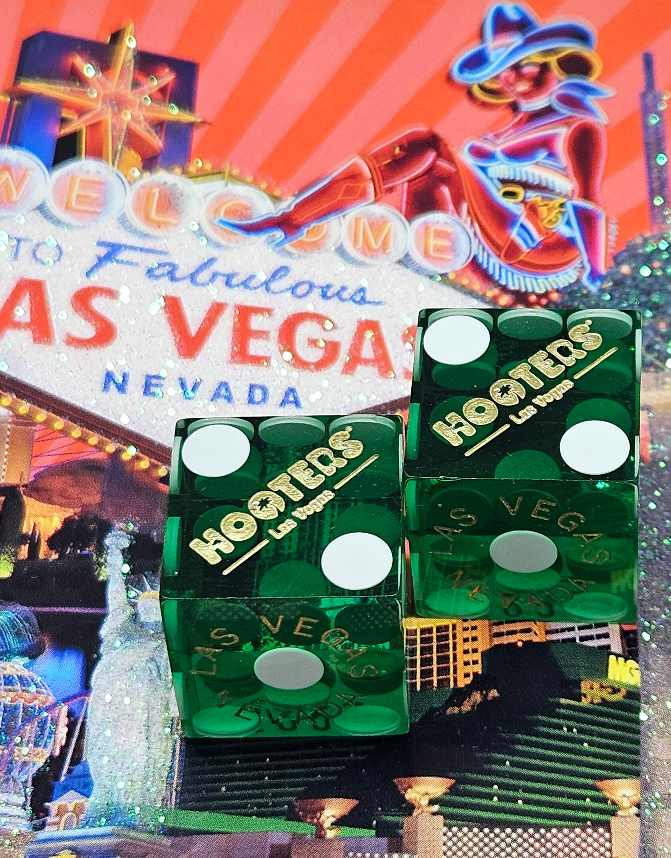 Very Rare Hooters Las Vegas Green Dice & Cards Real Crapstable Dice ...