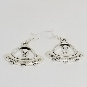Badass Silver UFO Spaceship Earrings Alien Earrings "i Want to Believe ...