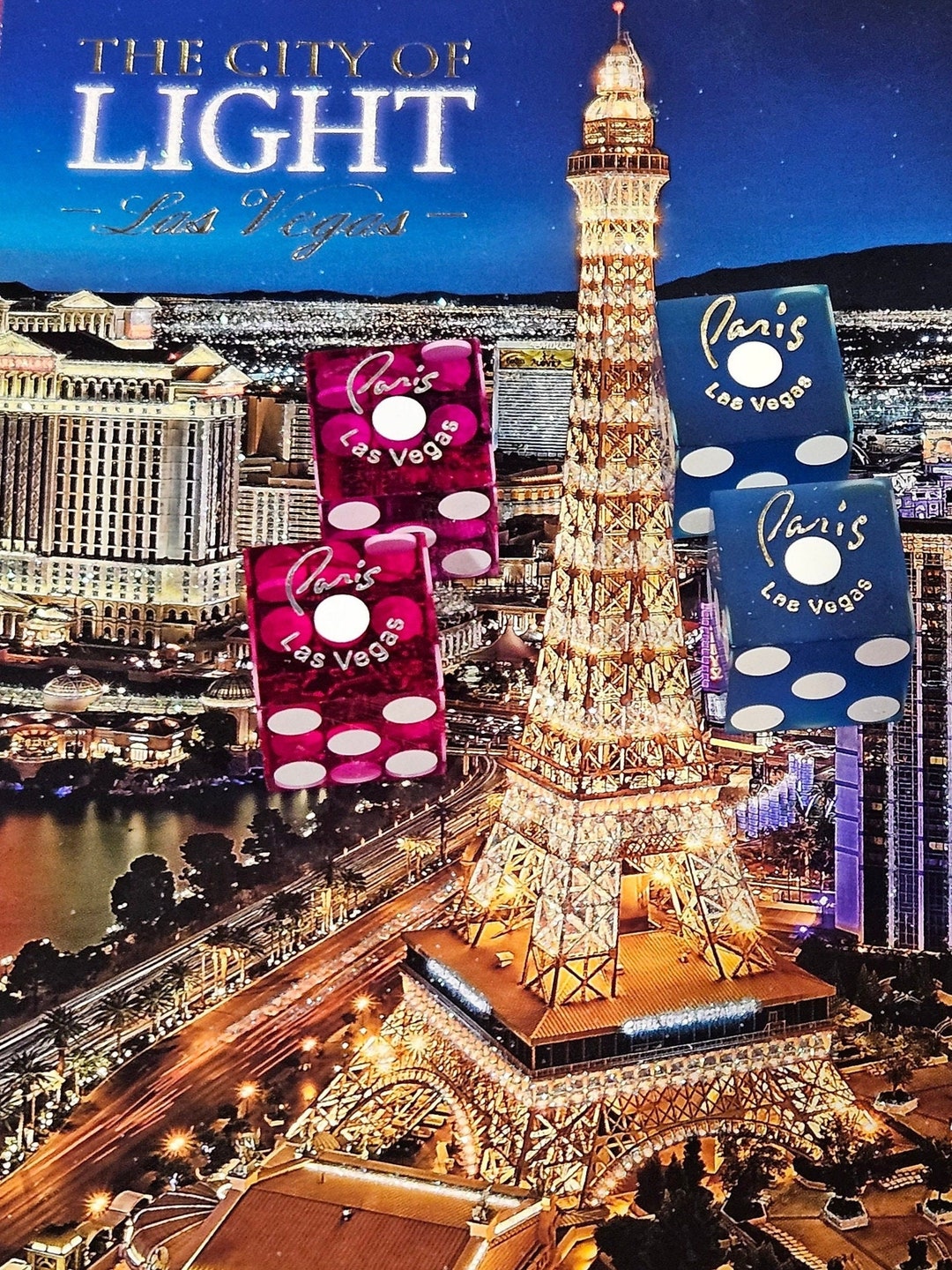 Vintage Paris Las Vegas Purple Dice Bones Craps Dice Rare Paris Blue ...