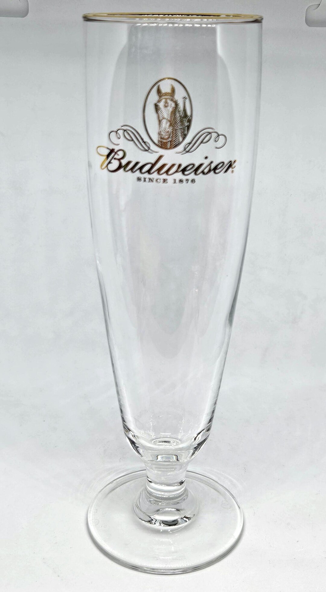 Vintage Budweiser Beer Gold Rim Glass Beer Flute Tall Glass Gold Rim ...