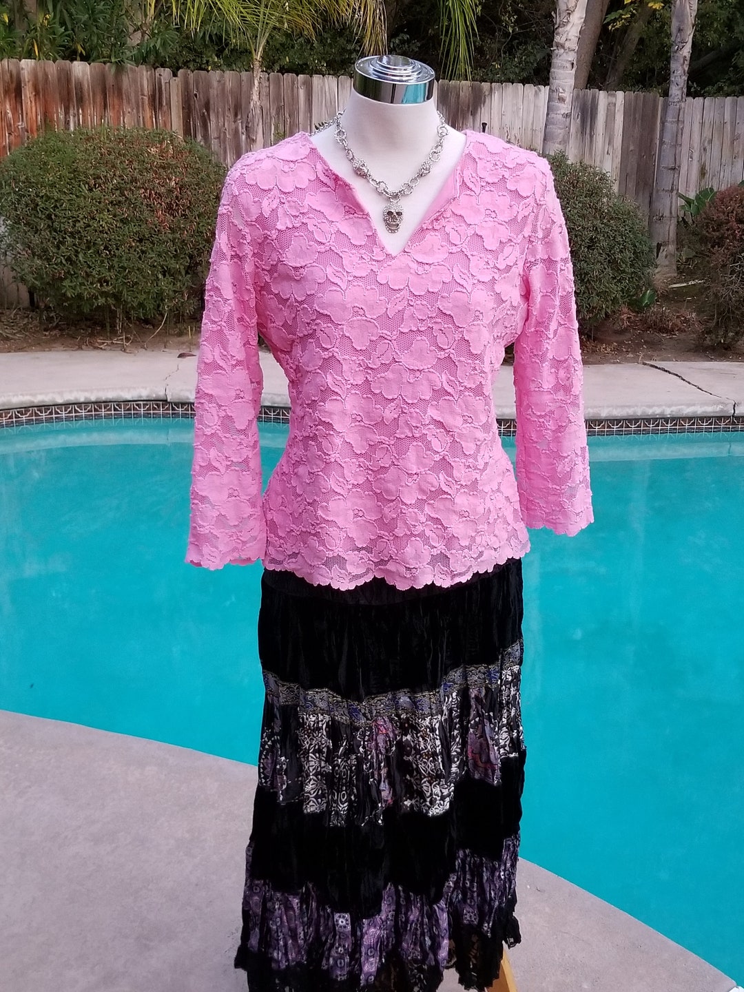 Gorgeous Sexy Pink Deep V Lace Vintage Top 90s Fishnet Punk - Etsy