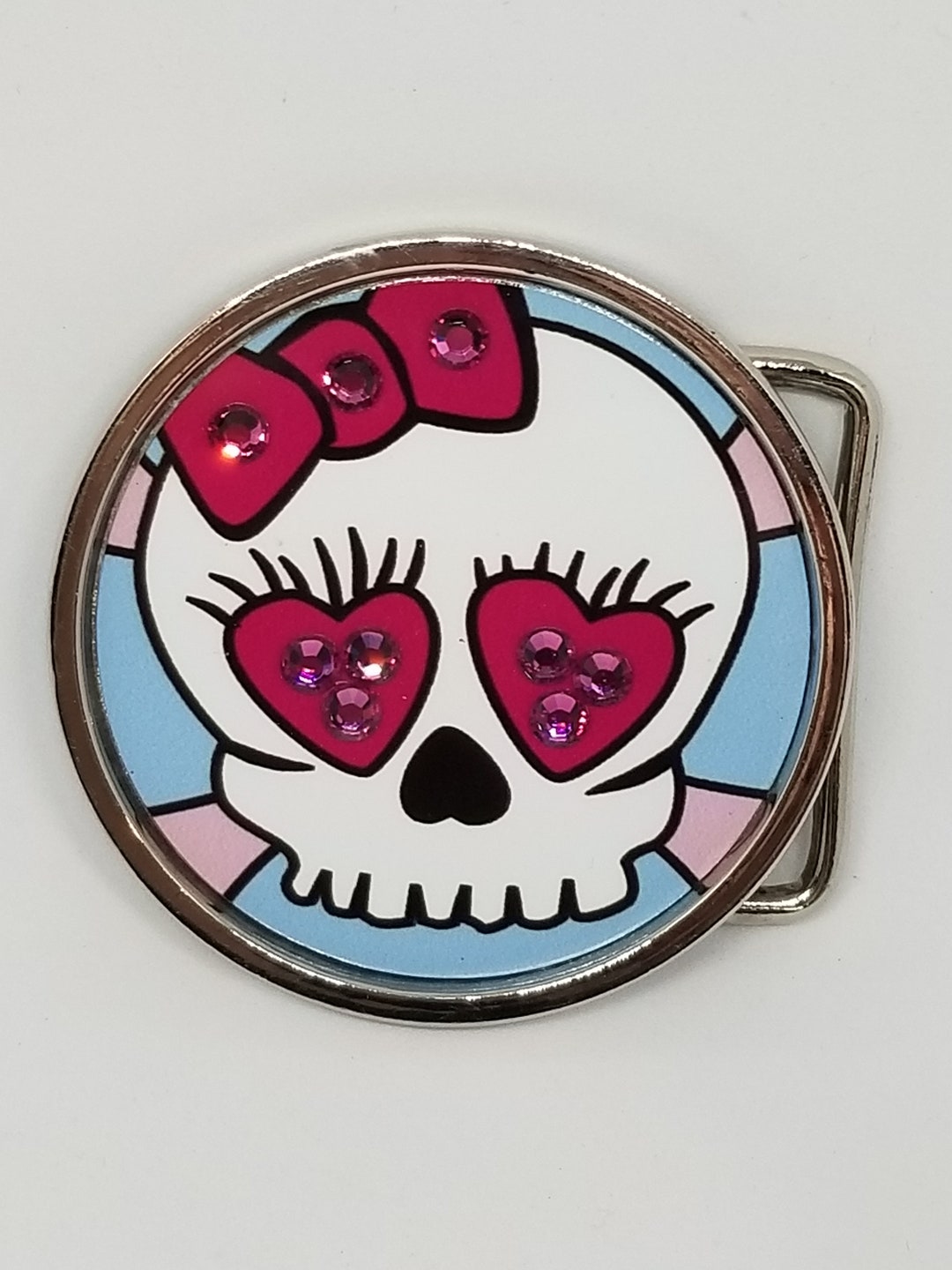 Vintage Girly Skull & Bones Belt Buckle Punk Rocker Bling Skull Belt ...