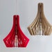 Red Pendant Light Modern Chandelier Lighting Wood Hanging Dining Lamp ...
