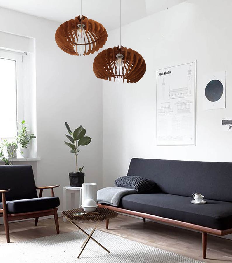 Wood Pendant Light Large Modern Chandelier Lighting - Etsy