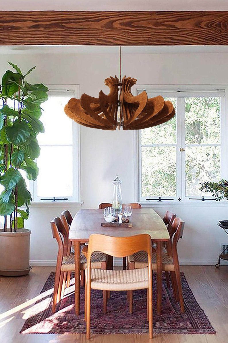 Wood Pendant Light Colonial Light Fixture Chandelier - Etsy