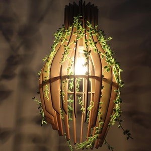 Chandelier With Plants, Wood Pendant Light With Plants, Plants Hanging ...
