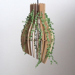 Chandelier With Plants, Wood Pendant Light With Plants, Plants Hanging ...