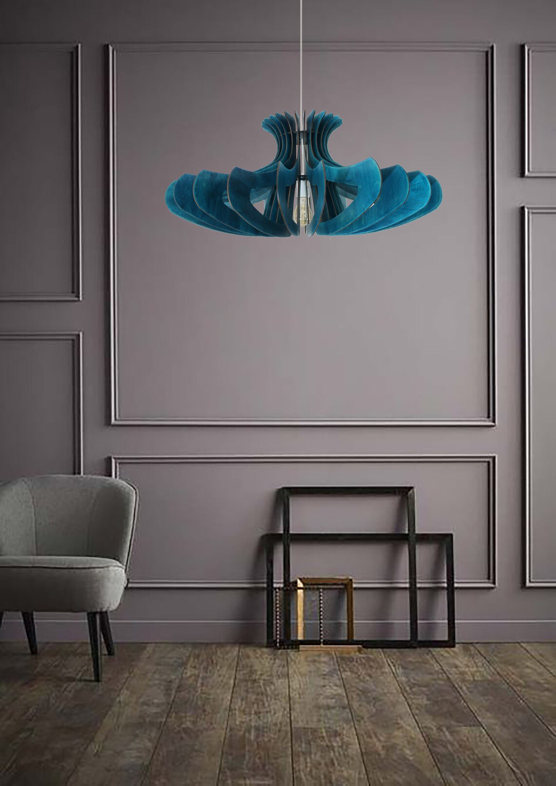 White Pendant Light Modern Wood Chandelier Lighting Hanging | Etsy